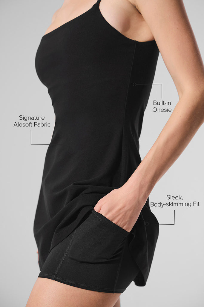 Alosoft Encore Tennis Dress - Black | ALO
