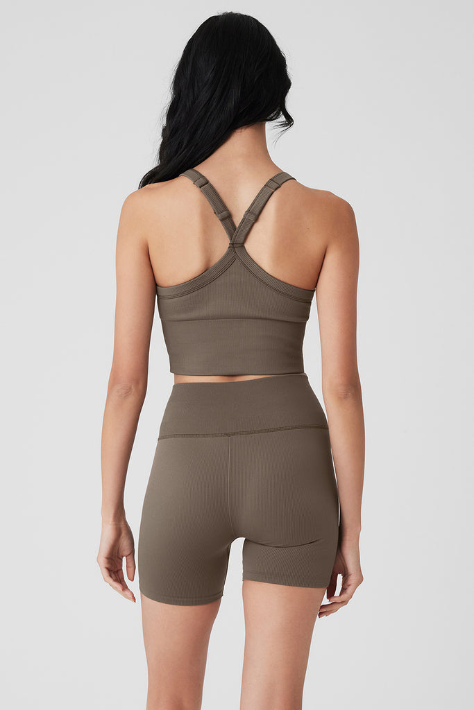 Seamless Ribbed Favorite Bra Tank - Olive Tree | Alo Yoga