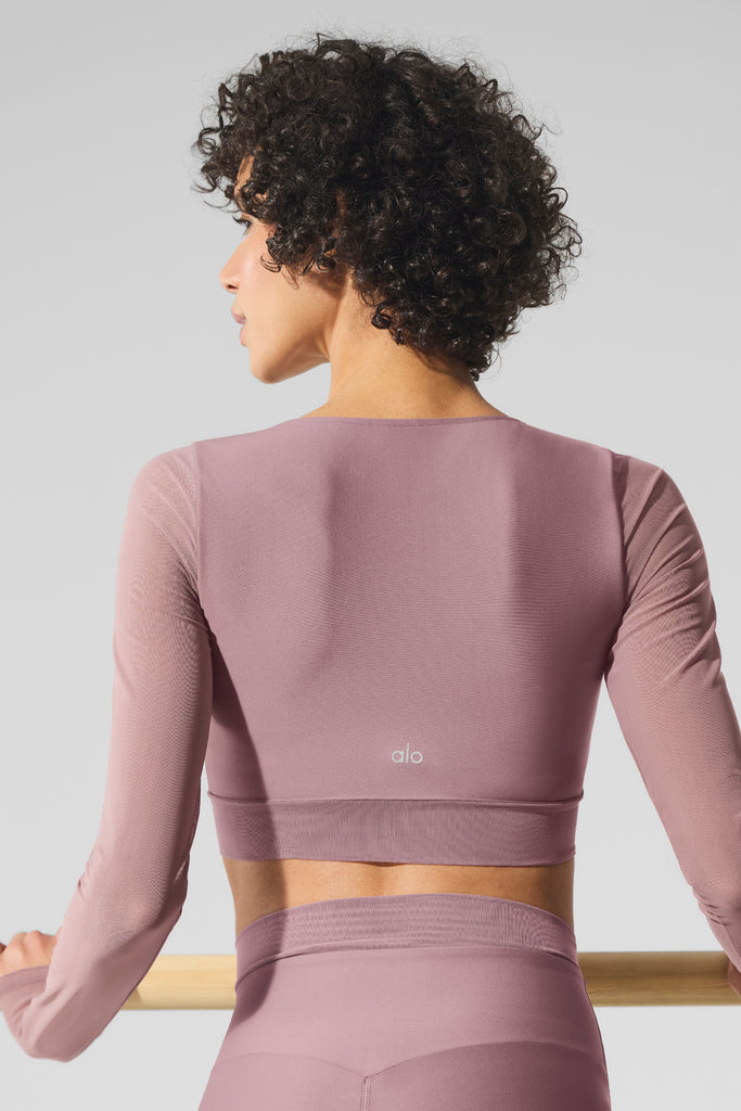 Airlift Mesh Divine Long Sleeve Bra - Smoky Quartz | Alo Yoga