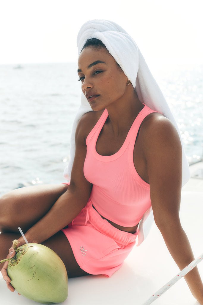 Goddess Ribbed Go-To Tank - Neon Bubblegum | ALO