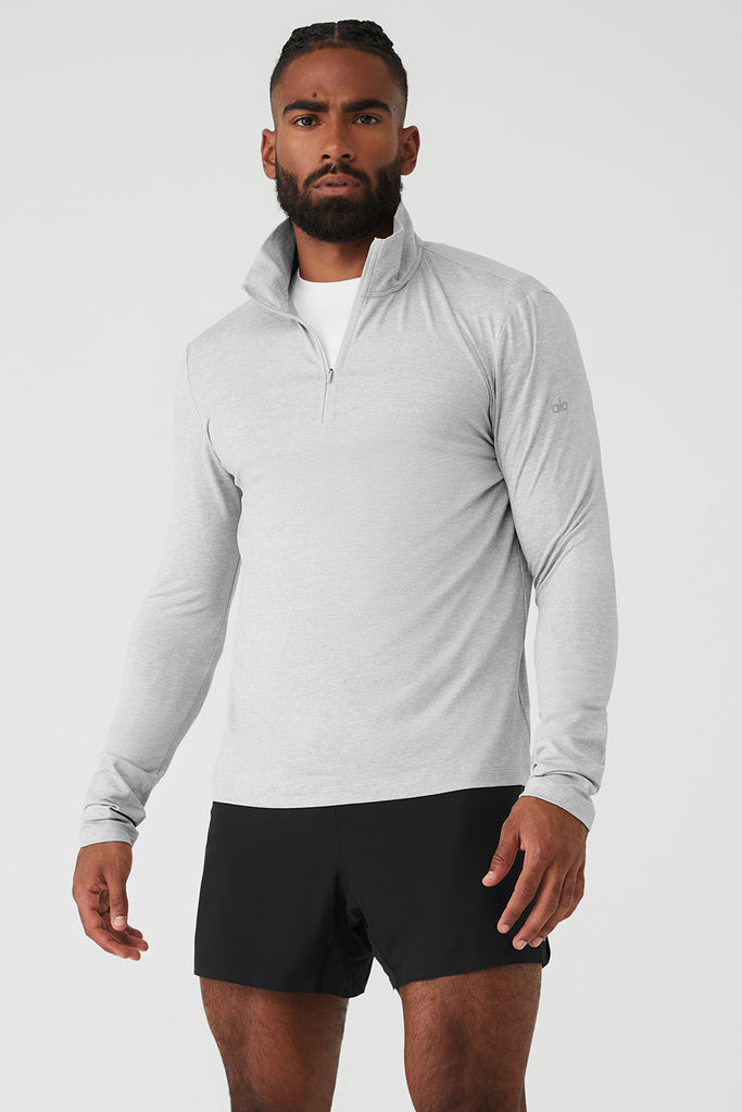 Conquer 1/4 Zip Reform Long Sleeve - Athletic Heather Grey | Alo Yoga