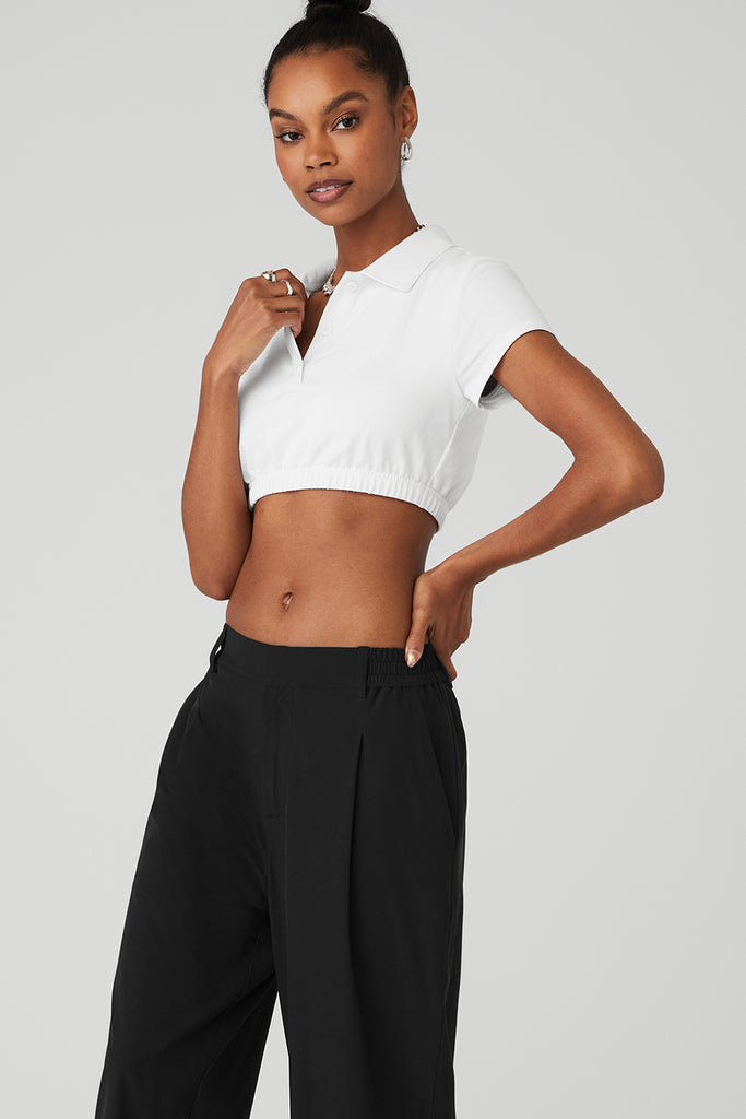 Cropped Prestige Polo - White | Alo Yoga