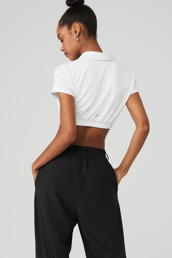 Cropped Prestige Polo - White | Alo Yoga