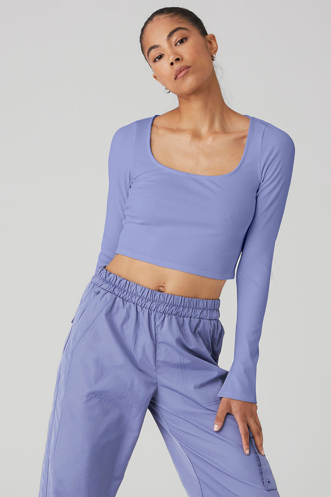 Alosoft Ribbed Show Stopper Long Sleeve Top - Infinity Blue | Alo Yoga